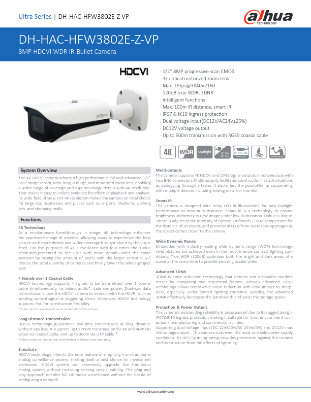 HAC-HFW3802E-Z-VP - Ficha Técnica Dahua | IBD Global España mayorista CCTV y distribuidor ...