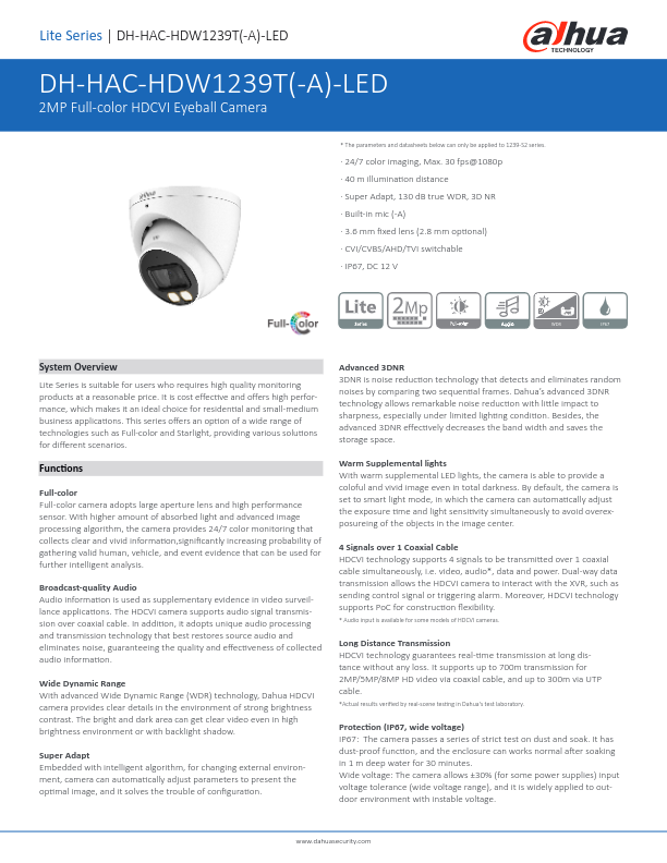 HAC-HDW1239T-A-LED-0280B - Ficha Técnica Dahua | IBD Global España mayorista CCTV y distribuidor ...