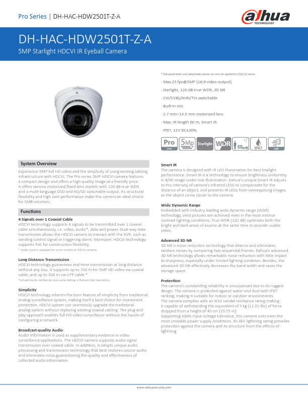 HAC-HDW2501T-Z-A - Ficha Técnica Dahua | IBD Global España mayorista CCTV y distribuidor oficial ...