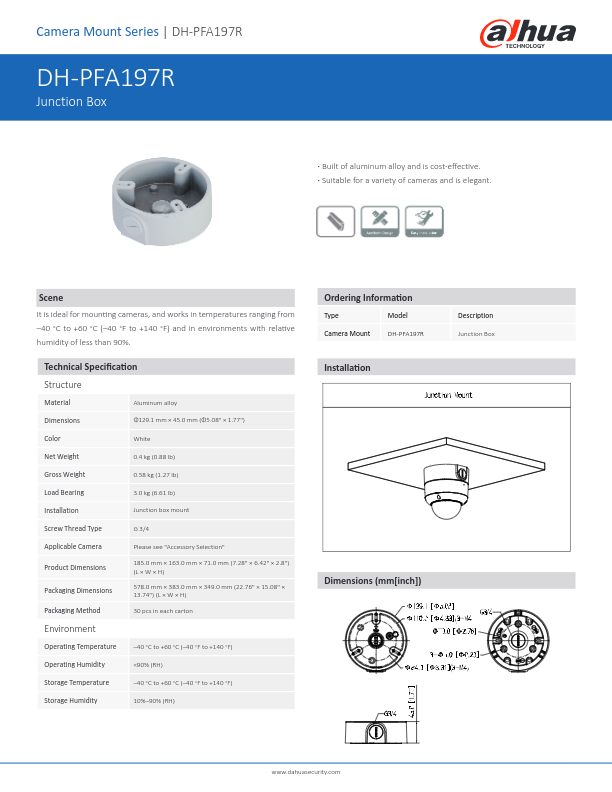 PFA197R - Ficha Técnica Dahua | IBD Global España mayorista CCTV y distribuidor oficial Dahua ...