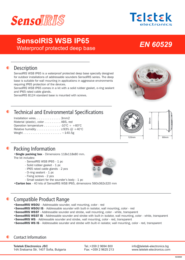 SensoIRIS-WSB - Ficha Técnica Teletek | IBD Global España mayorista CCTV y distribuidor oficial ...