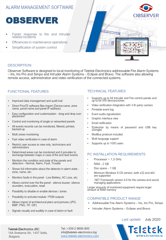 OBSERVER - Ficha Técnica Teletek | IBD Global España mayorista CCTV y ...