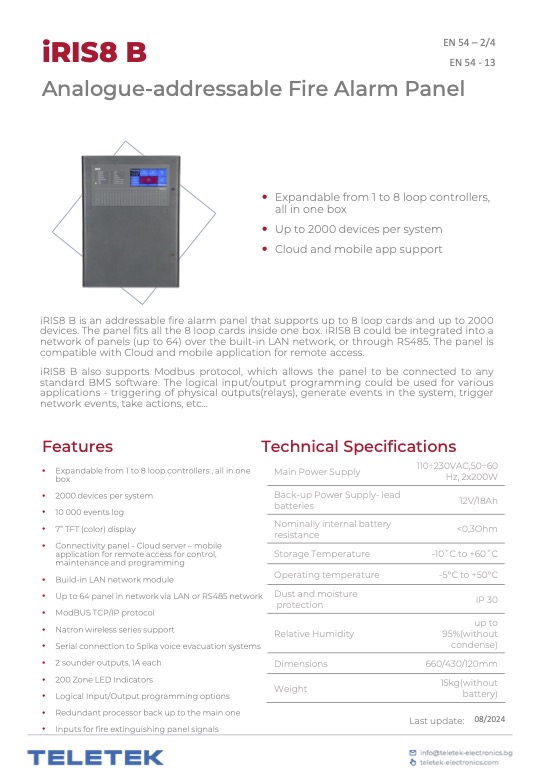 iRIS8(1-8)L-B - Ficha Técnica Teletek | IBD Global España mayorista CCTV y distribuidor oficial ...