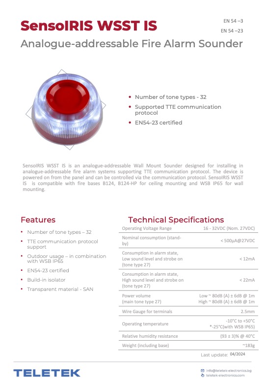 SensoIRIS-WSST-IS - Ficha Técnica Teletek | IBD Global España mayorista ...