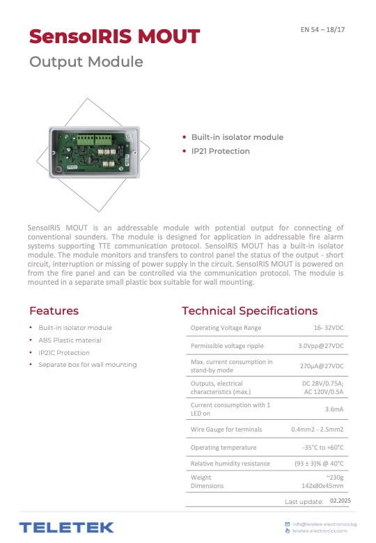 SensoIRIS-MOUT - Ficha Técnica Teletek | IBD Global España mayorista CCTV y distribuidor oficial ...