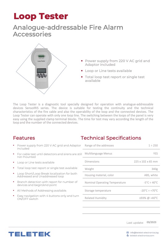 LOOP-TESTER - Ficha Técnica Teletek | IBD Global España mayorista CCTV ...