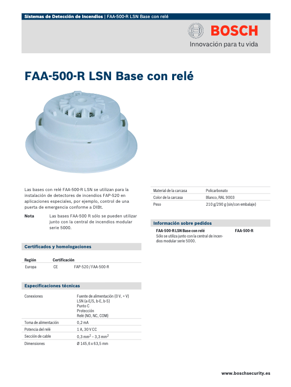 FAA-500-R - Ficha Técnica Bosch | IBD Global España mayorista CCTV y ...