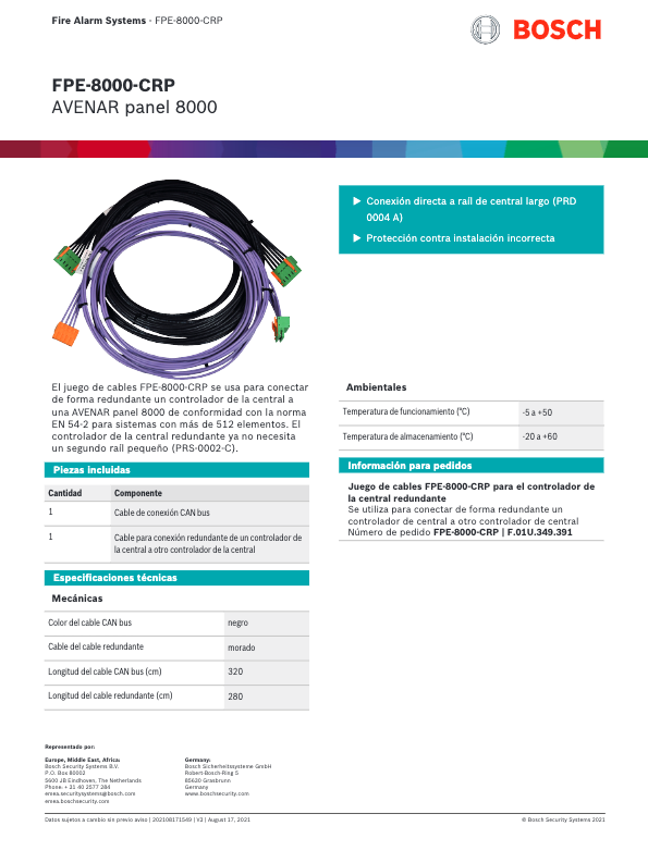 FPE-8000-CRP - Ficha Técnica Bosch | IBD Global España mayorista CCTV y distribuidor oficial ...