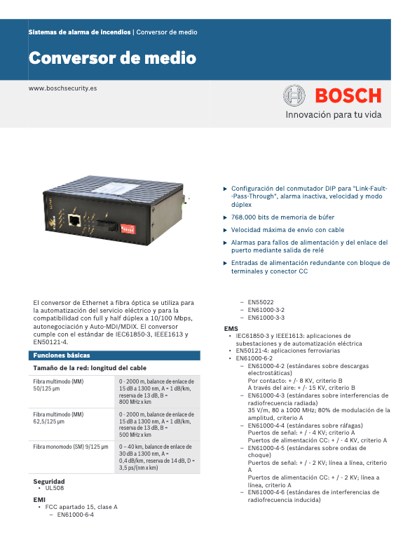 EL1141-B0B-BH - Ficha Técnica Bosch | IBD Global España mayorista CCTV ...