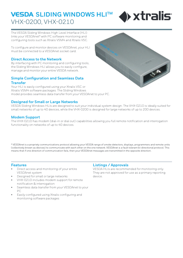 VHX-0200 - Ficha Técnica Esser-Xtralis | IBD Global España mayorista ...