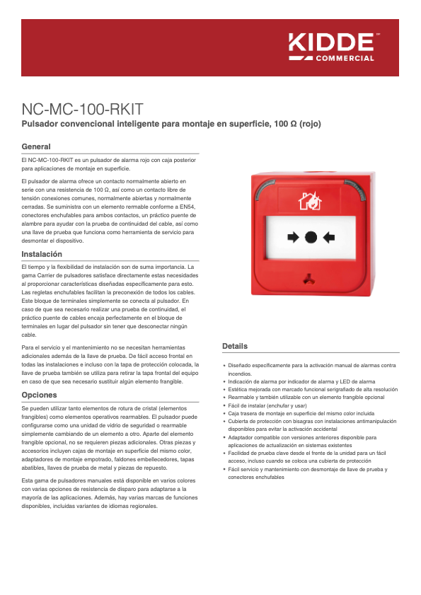 NC-MC-100-RKIT - Ficha Técnica KIDDE COMMERCIAL | IBD Global España ...